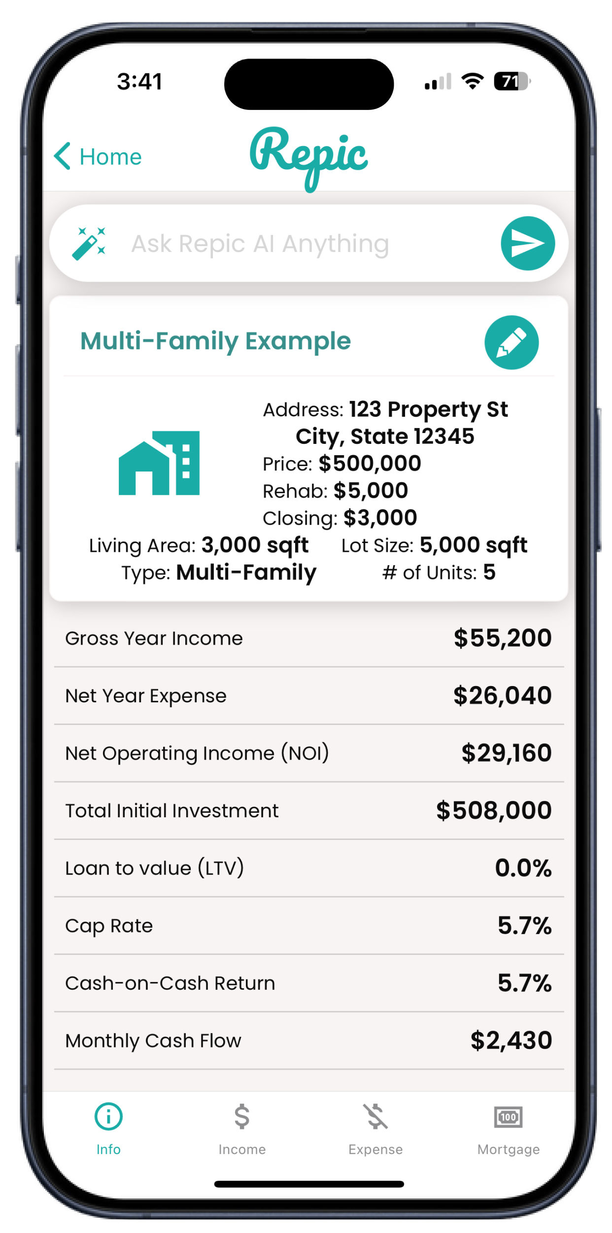 Repic - Real Estate Passive Income Calculator